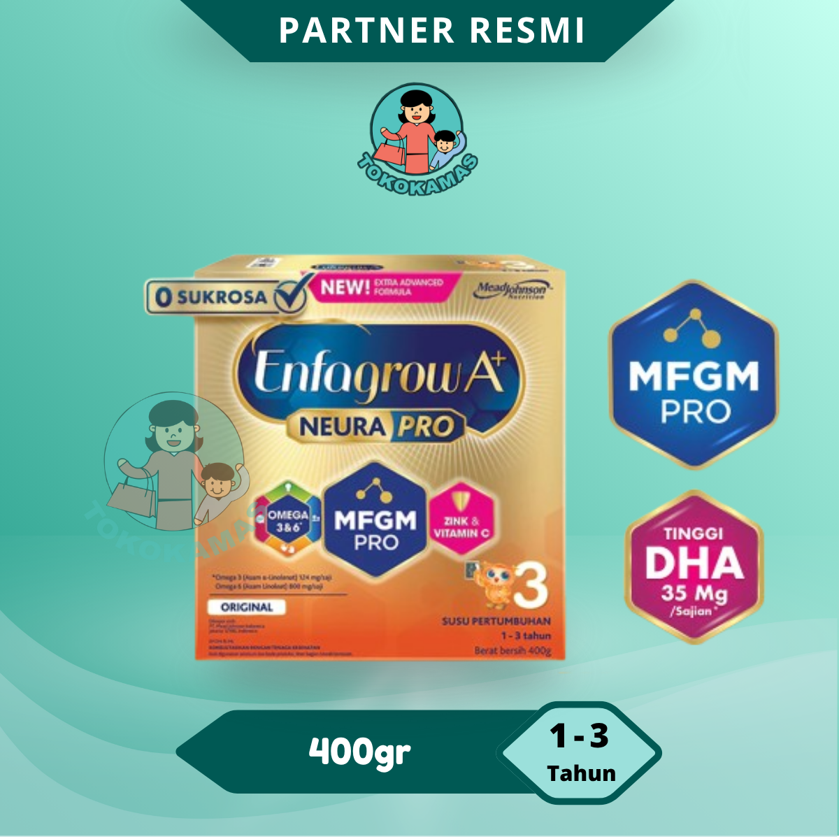 Enfagrow A+ 3 Plain 400gr Box - Susu Formula Pertumbuhan Batita