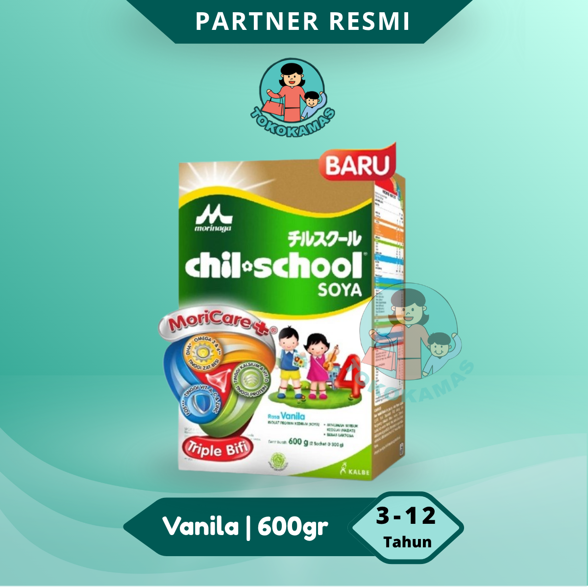 Morinaga Chil School Soya Susu Pertumbuhan Anak Usia 3-12 Tahun Vanila 600g